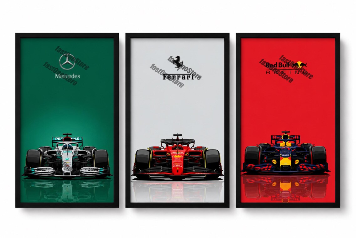 Ferrari F1 Poster | Formula 1 Driver & Car Textured Wall Art ...