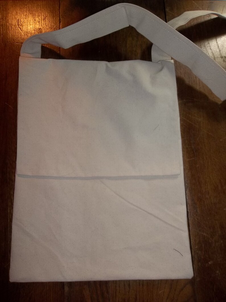 White cotton canvas haversack. | Etsy