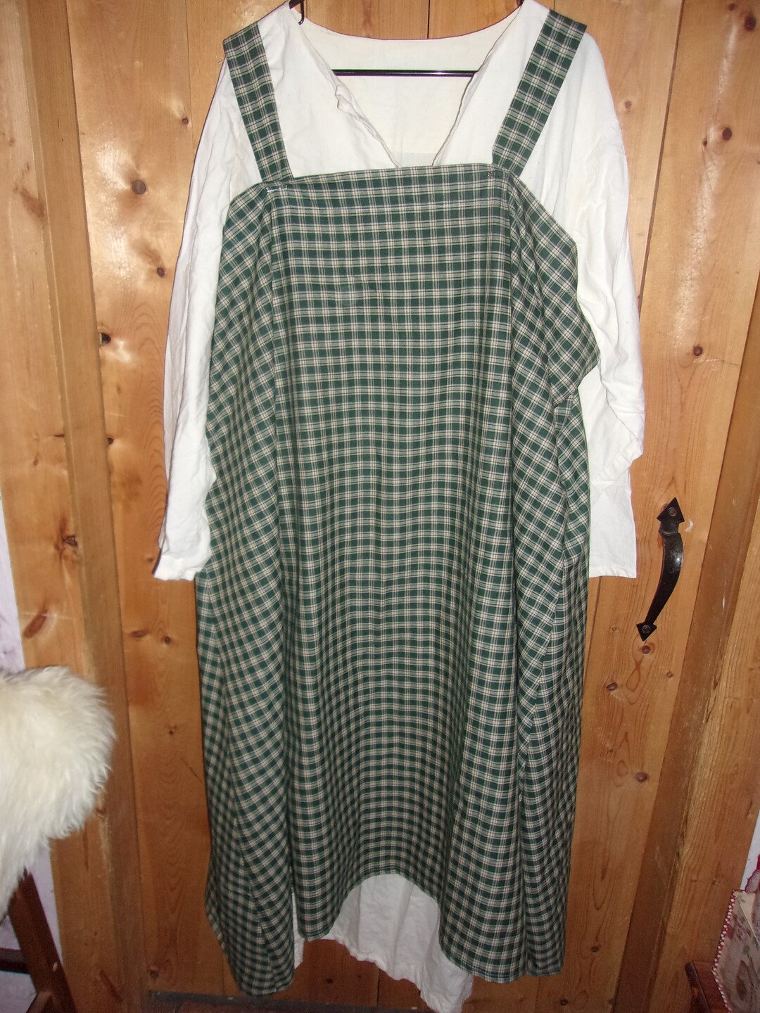 Viking Apron Dress in Green Plaid Homespun Cotton (under Tunic Not ...