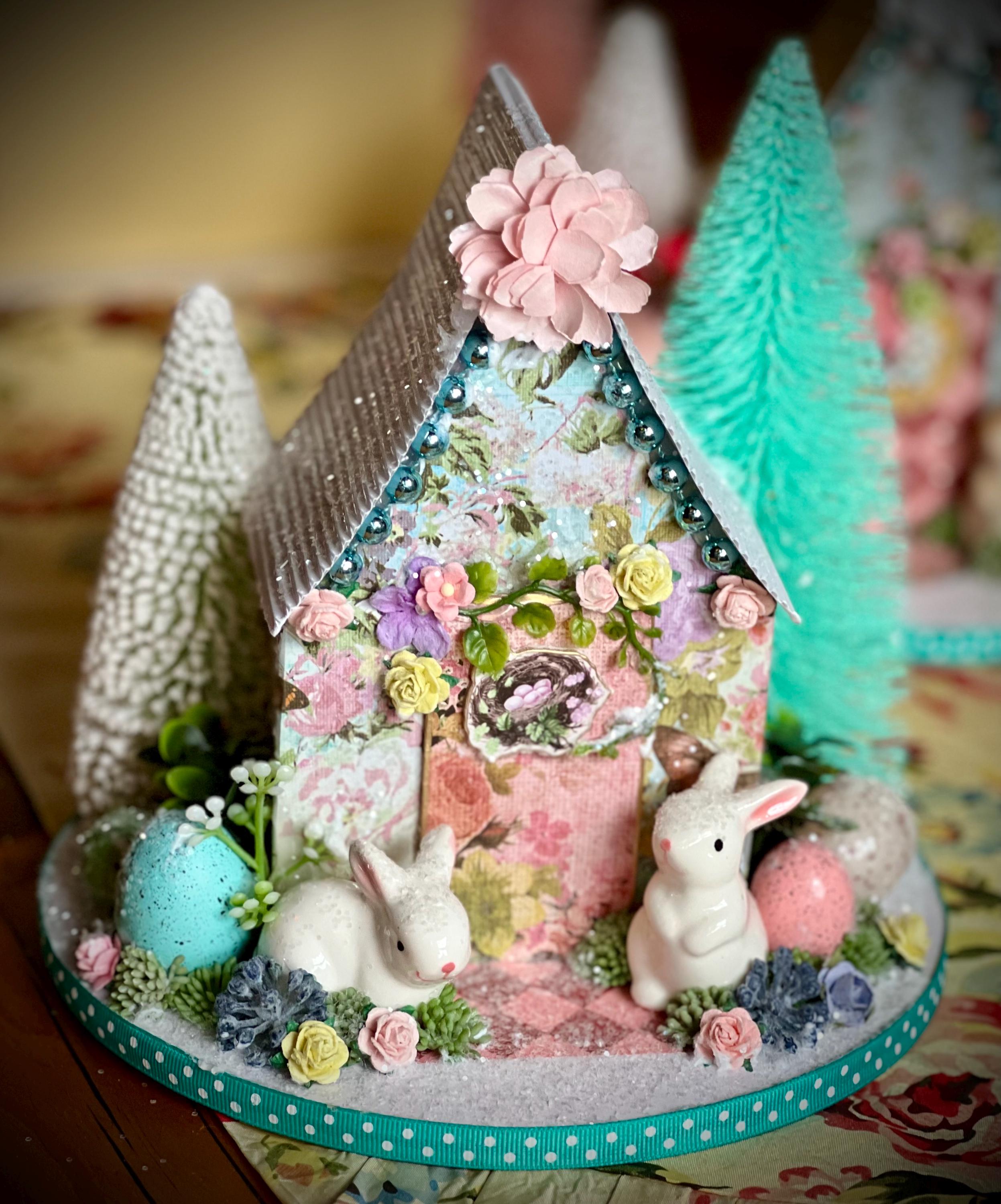 Cute Easter House With Bunnies - Etsy