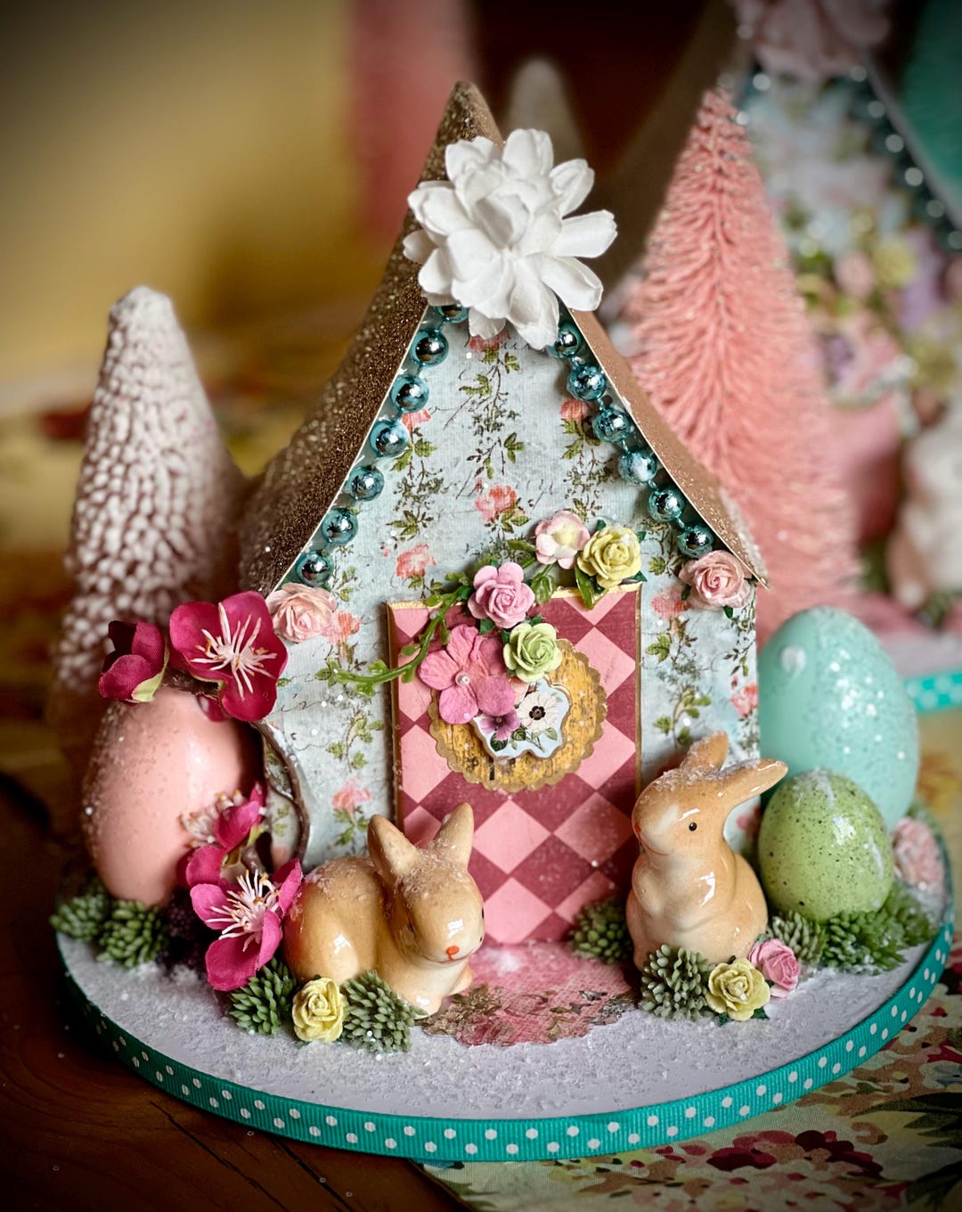 Sweetie Easter House With Bunnies - Etsy