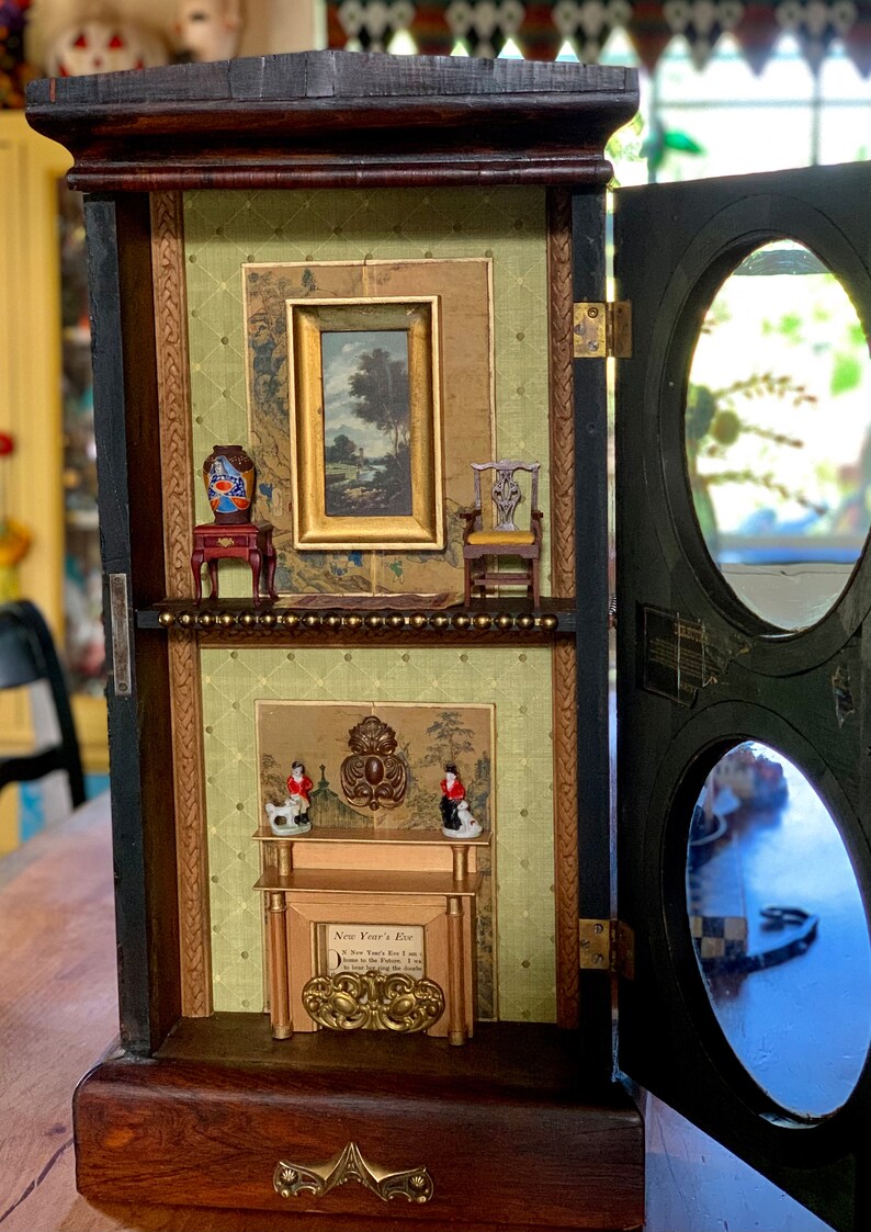 Beautiful 1860c Rosewood Veneer Clock Cabinet Miniature Diorama - Etsy