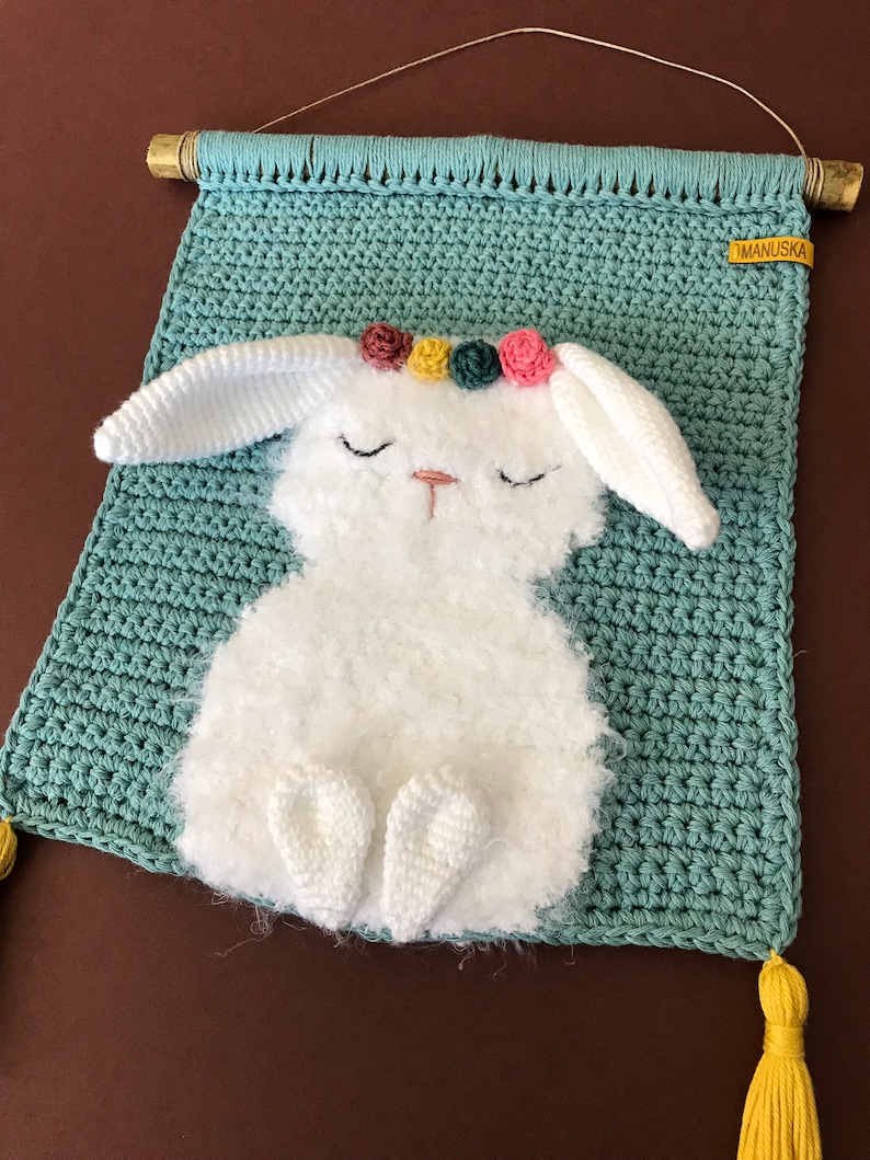 Crochet Bunny Wall Hanging Wall Hanging Decor Crochet Bunny | Etsy