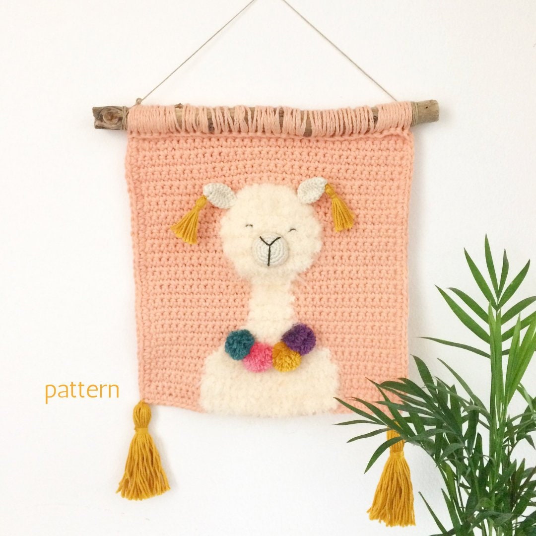 Crochet Alpaca Wall Hanging Wall Hanging Pattern, Tapestry Crochet ...