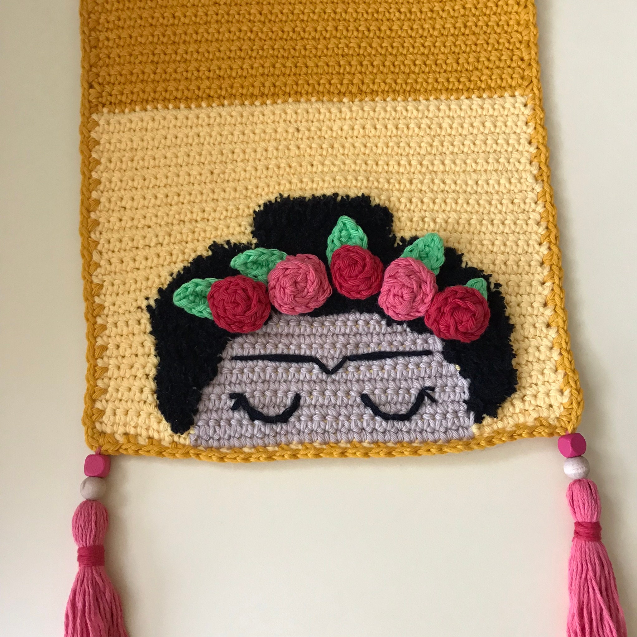 Crochet Frida Wall Hanging | Wall Hanging Pattern, Frida Pattern ...