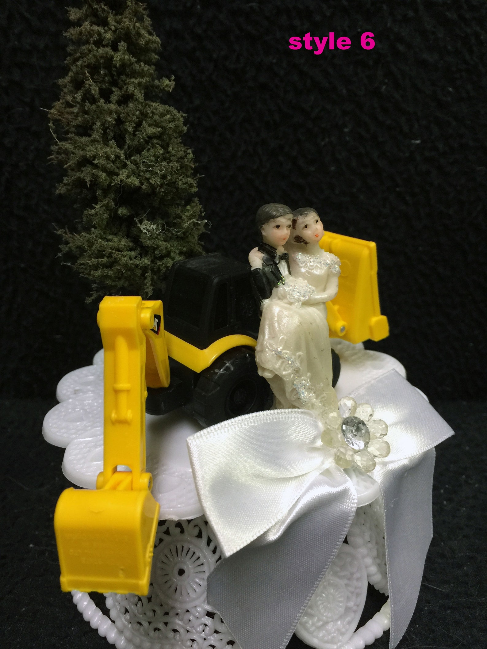 5 STYLES MI CAT Caterpillar Back Loader Tractor Wedding Cake Topper ...