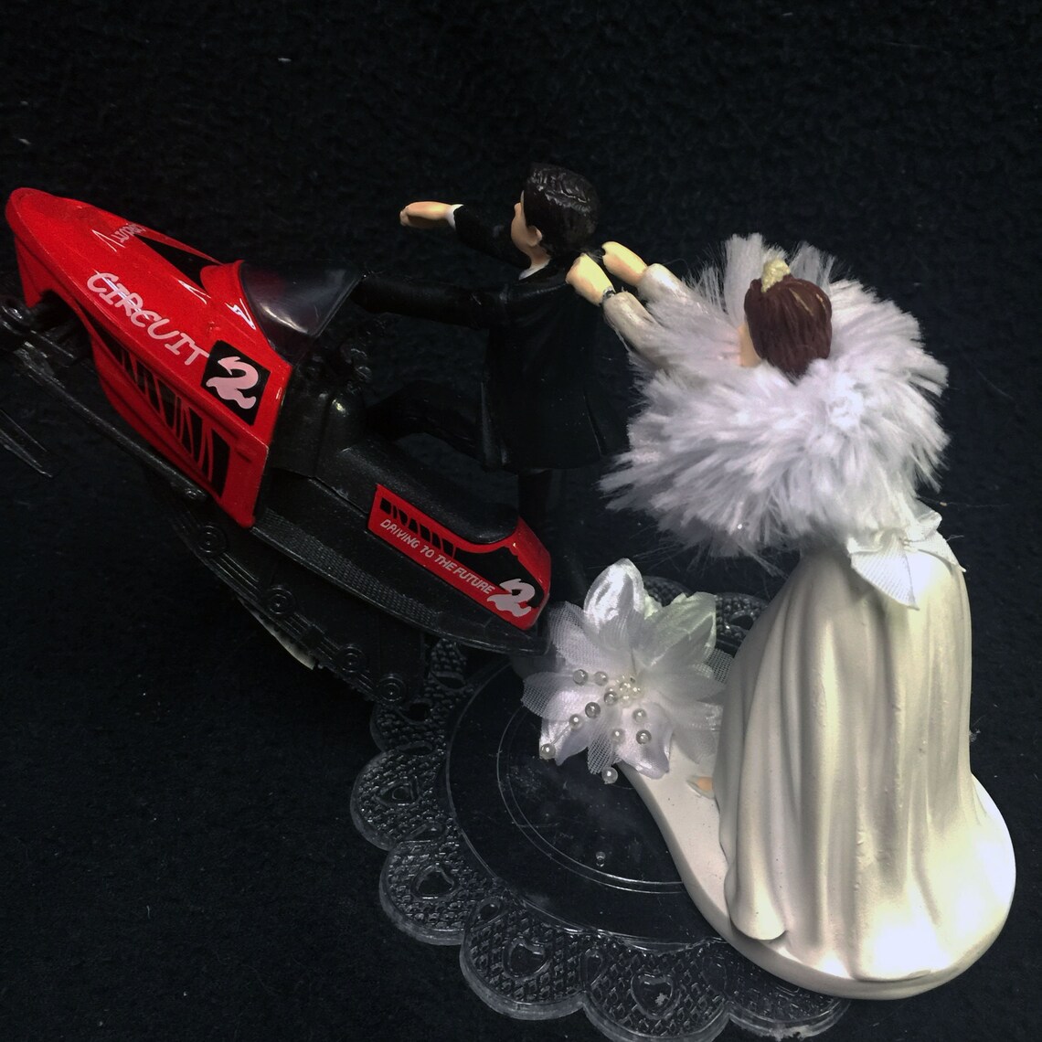 Winter Wonderland Sport SNOWMOBILE Wedding Cake Topper FUNNY ICE Snow ...