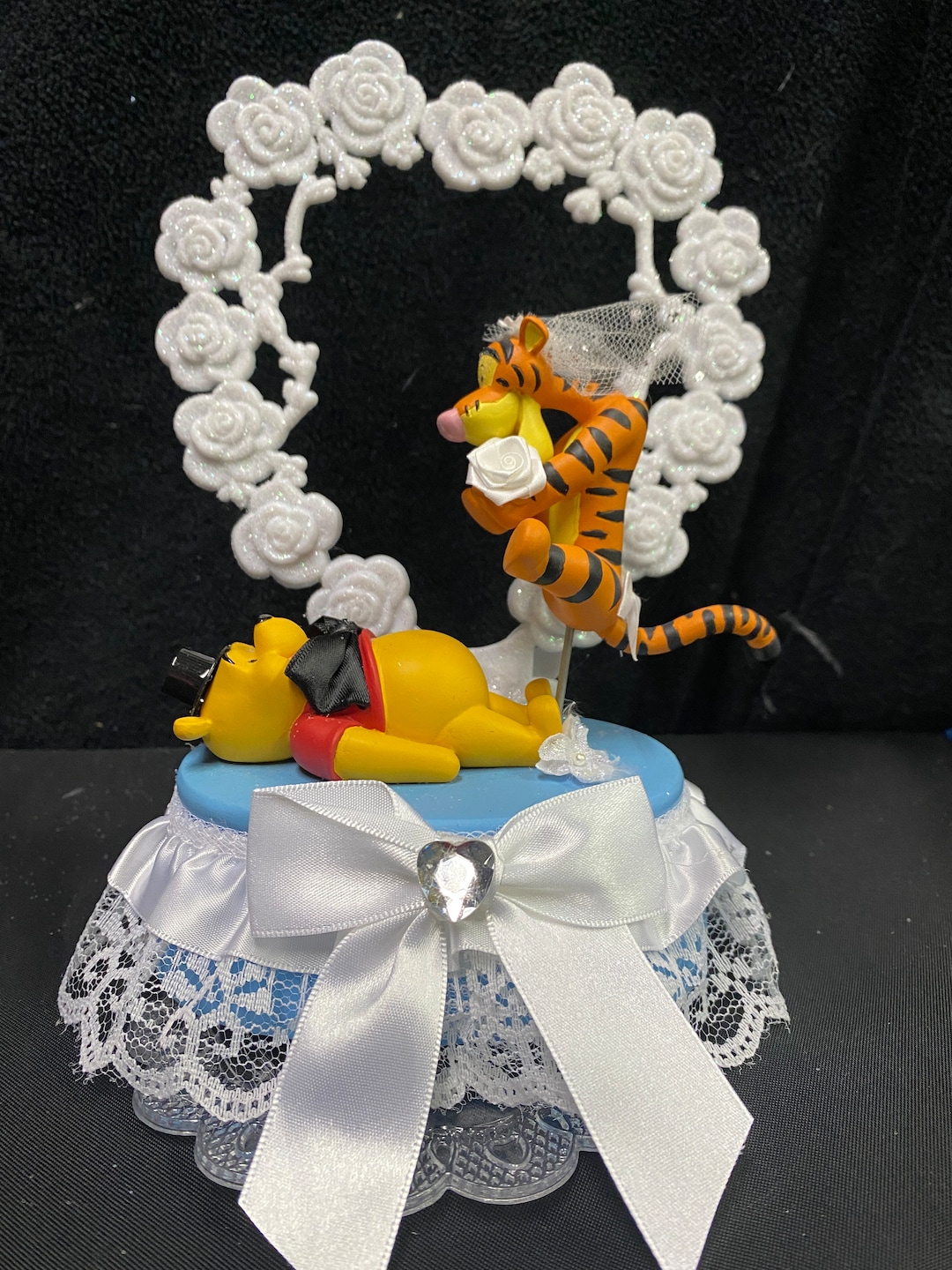 Tigger Heart Bride Winnie the Pooh Groom Wedding Cake Topper Music Box ...