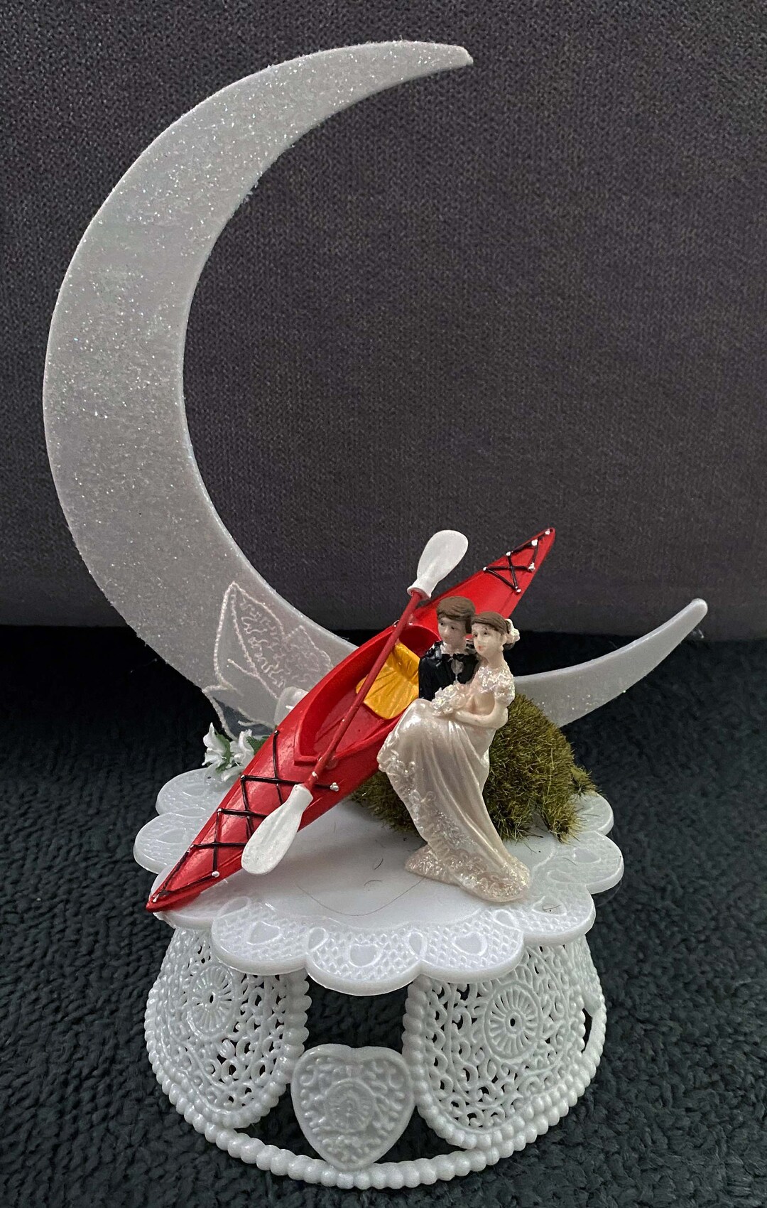 Wedding Cake Topper Fishing Kayak Paddle Sand Lake BOAT Rafting White ...