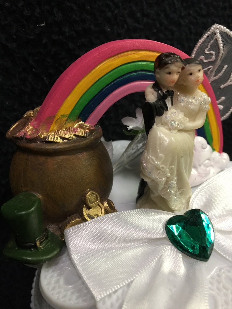 Luck of the Irish Rainbow Wedding Cake Topper Groom Top Pot of - Etsy