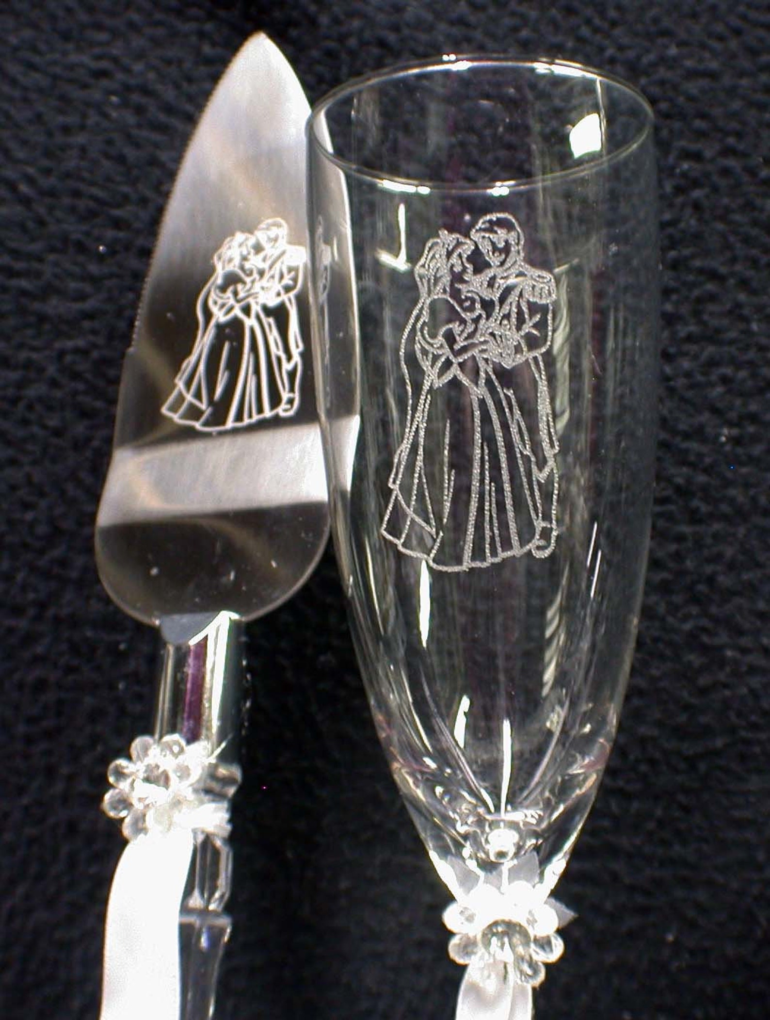 SPECIAL Eric and Little MERMAID Wedding Cake Topper Lot Glasses, Knife ...