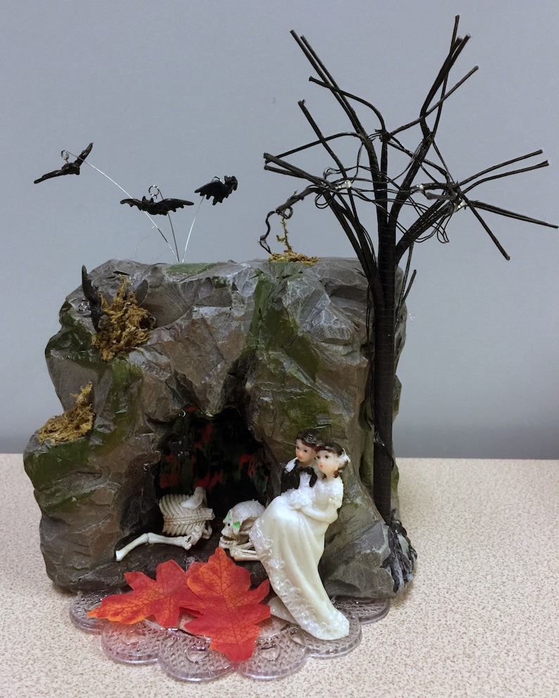 Haunted CAVE Working Lights Wedding Cake Topper Halloween - Etsy