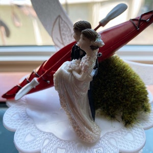 Wedding Cake Topper Fishing Kayak Paddle Sand Lake BOAT Rafting White ...