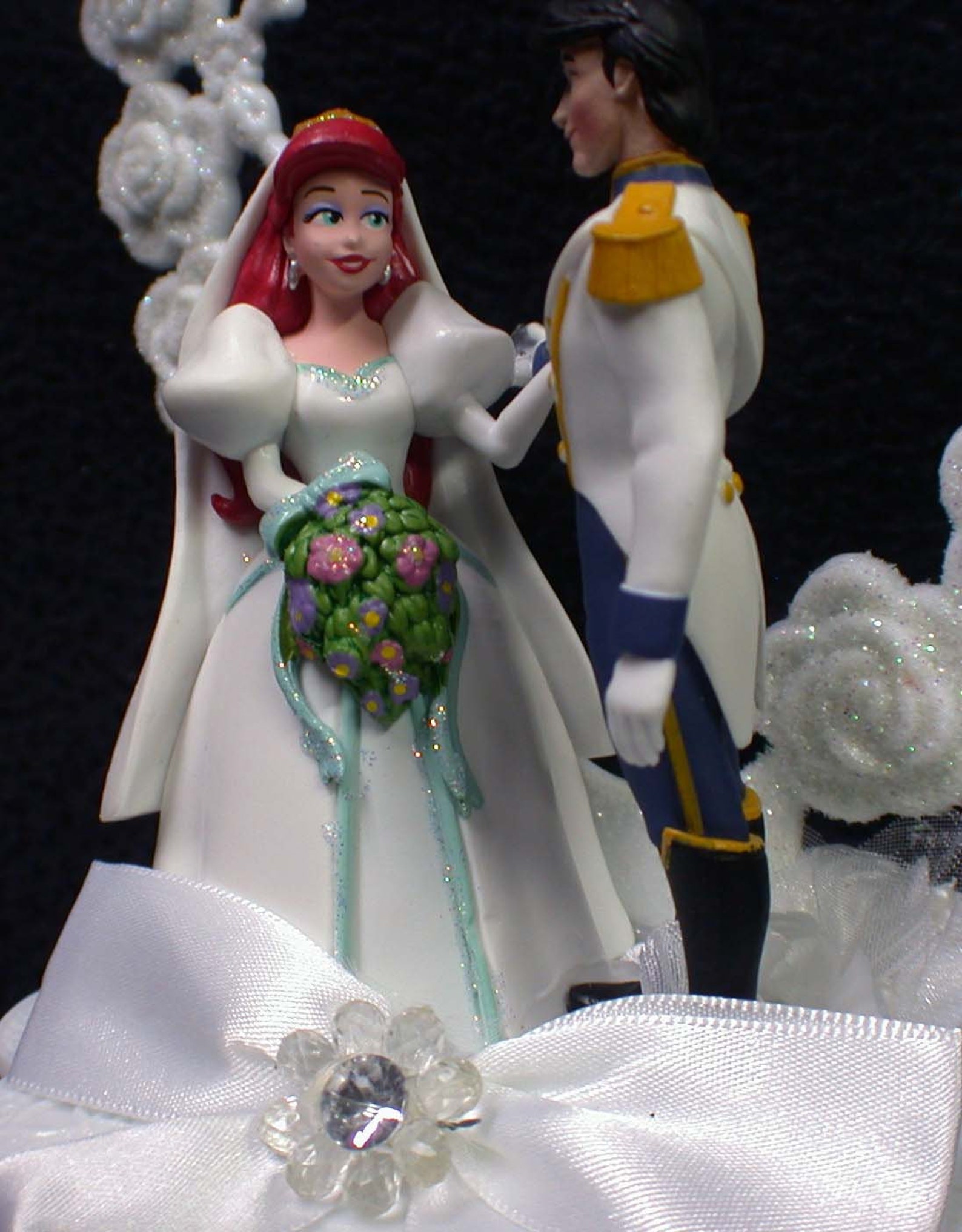 SPECIAL Eric and Little MERMAID Wedding Cake Topper Lot Glasses, Knife ...