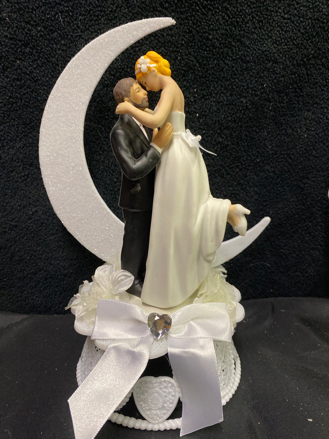 Magic Romantic Moment Moonlight Wedding Cake Topper Groom Top Ornament ...