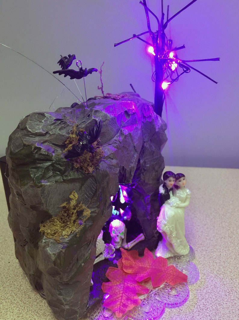 Haunted CAVE Working Lights Wedding Cake Topper Halloween | Etsy