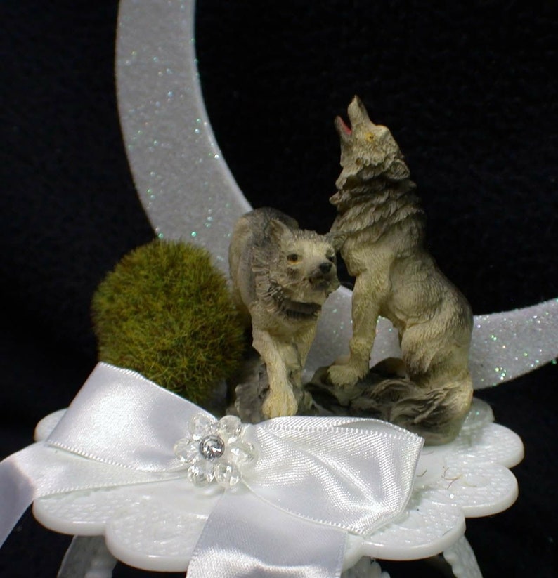 Wolf Wedding Cake Topper Groom TOP Romanctic Moonlight Howling Wolves ...