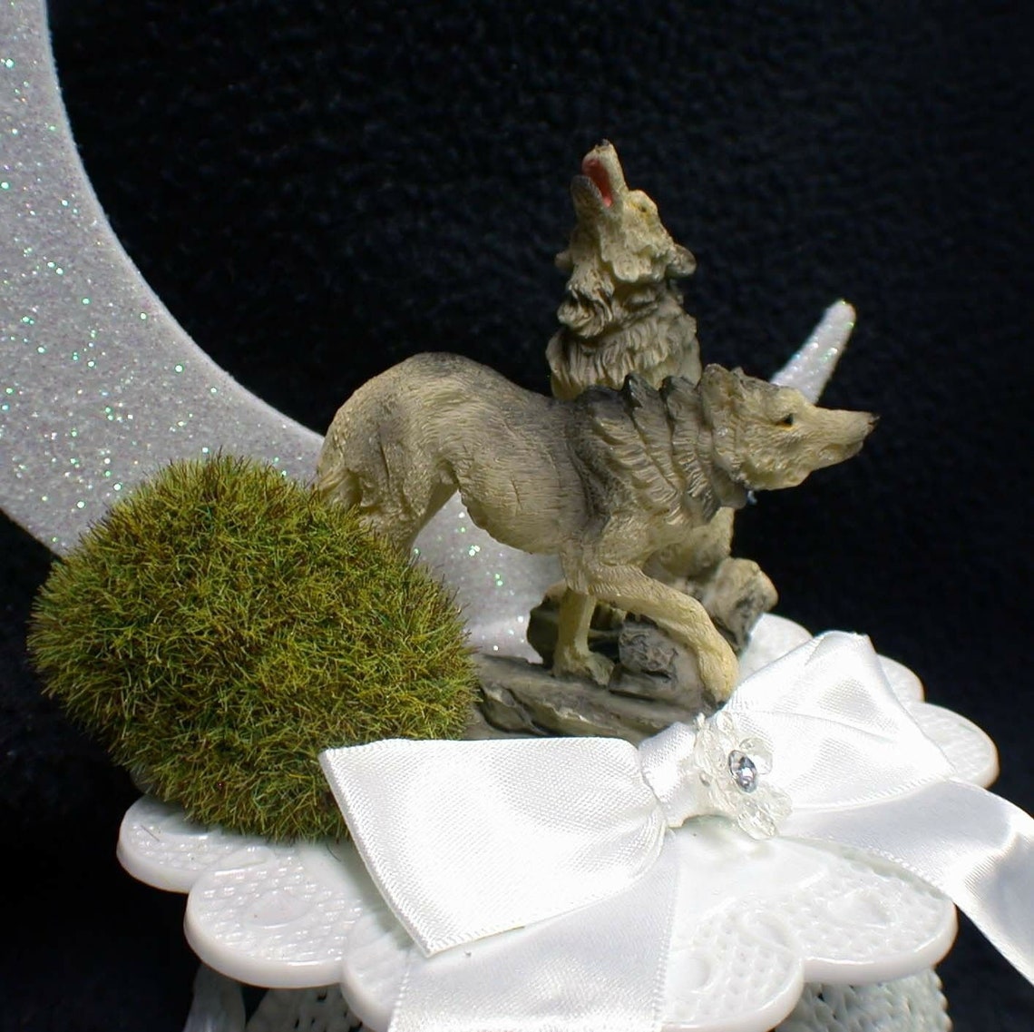 Wolf Wedding Cake Topper Groom TOP Romanctic Moonlight Howling Wolves ...