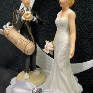 Golfer Wedding Cake Topper Groom Top Golf Player Bag Engagement Party ...