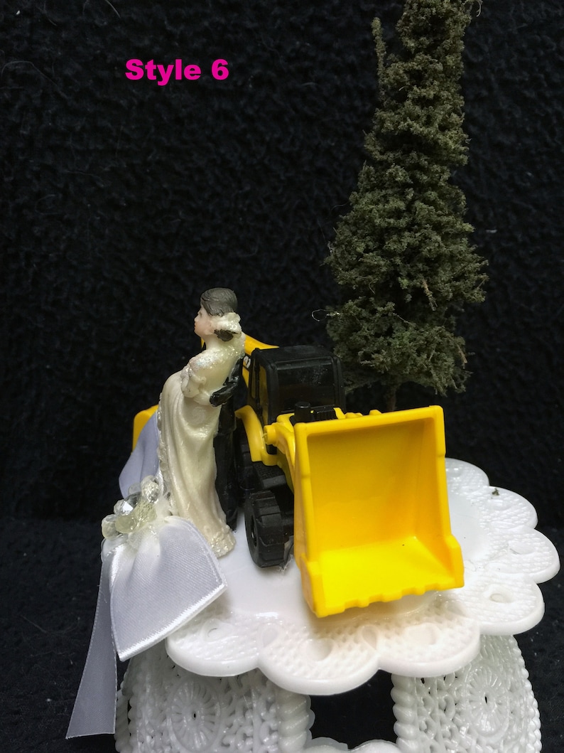5 STYLES MI CAT Caterpillar Back Loader Tractor Wedding Cake Topper ...