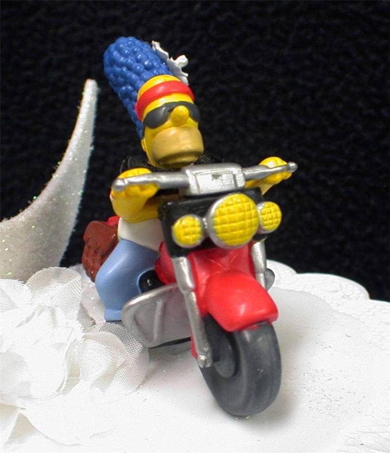 Wedding Cake Topper Motorcycle Homer & Marge The Simpsons | Etsy