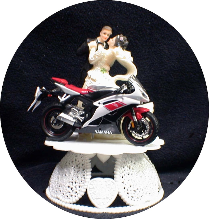 RED Bike Motorcycle Wedding Cake Topper YAMAHA Field " Born to Ride ...