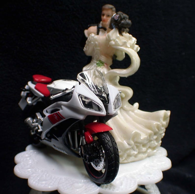 RED Bike Motorcycle Wedding Cake Topper YAMAHA Field " Born to Ride ...