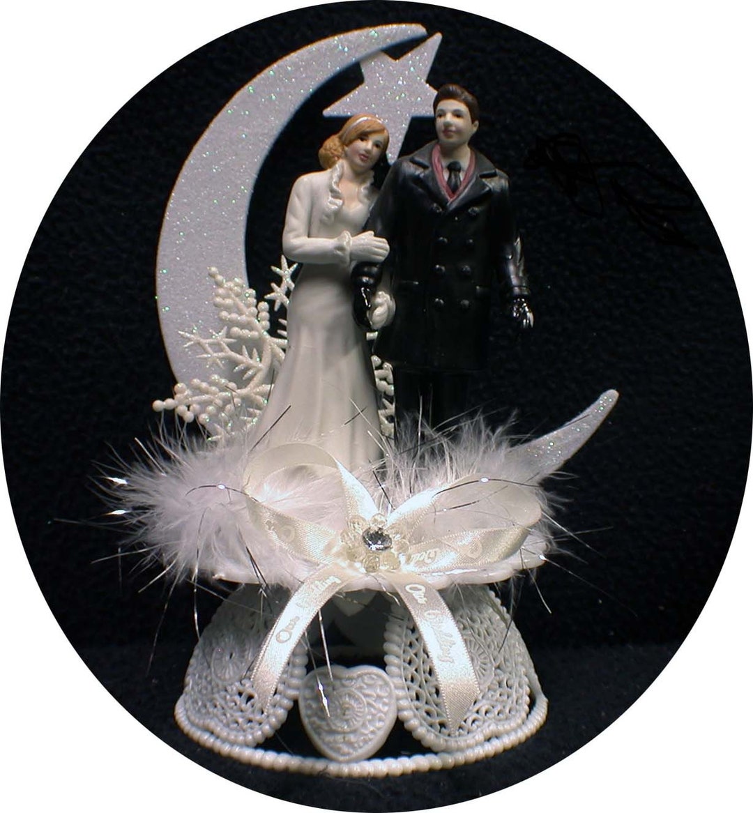 Winter Wonderland Wedding Cake Topper Snow Christmas Tree. Snow Flakes ...