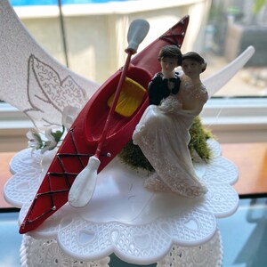 Wedding Cake Topper Fishing Kayak Paddle Sand Lake BOAT Rafting White ...