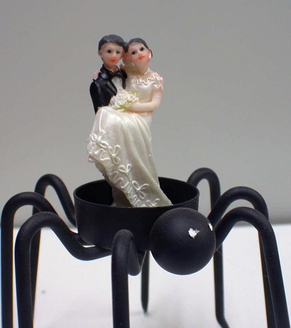 SPIDER Halloween Wedding Cake Topper Bride Funny Groom Top Figure Scary ...