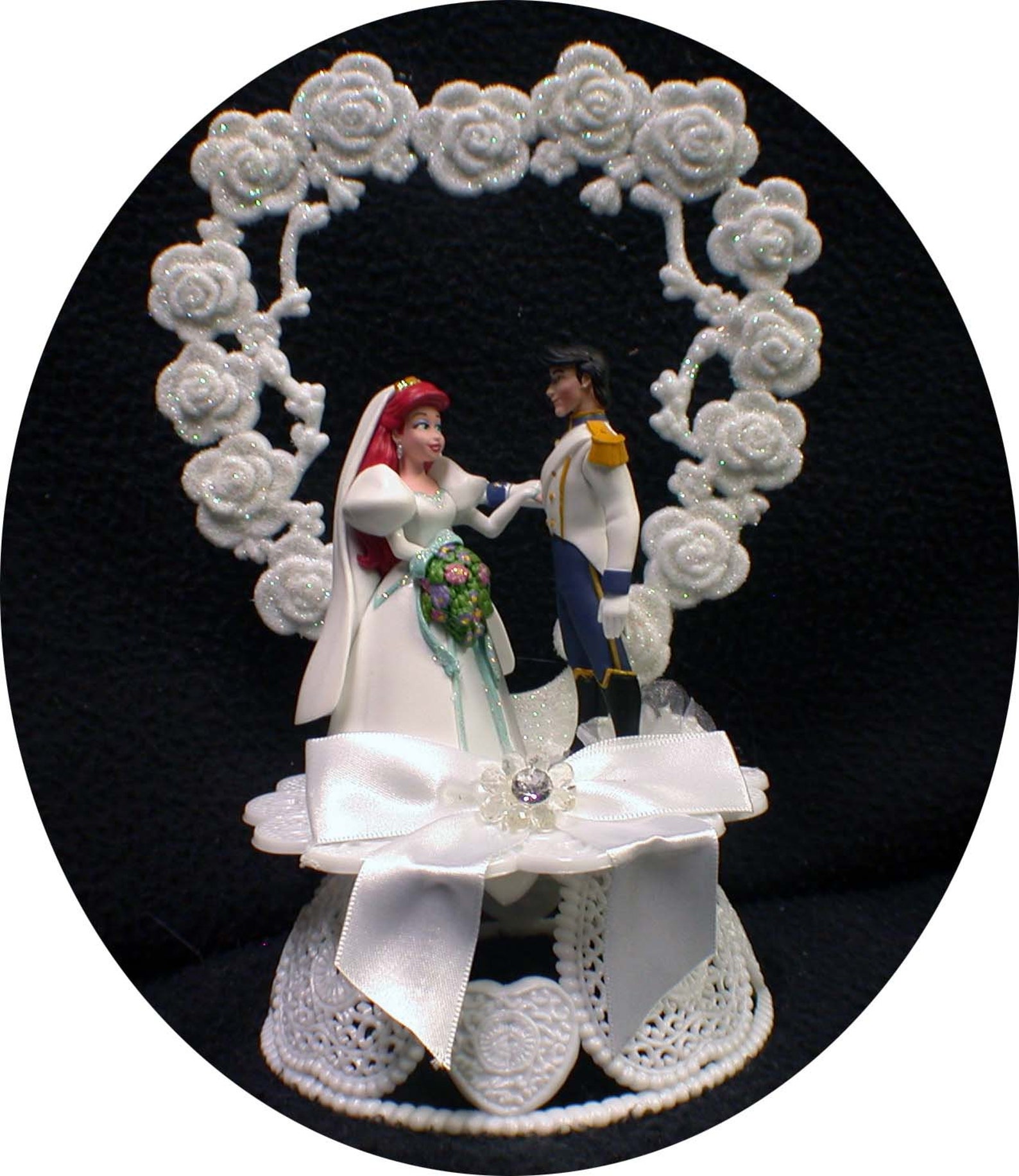 SPECIAL Eric and Little MERMAID Wedding Cake Topper Lot Glasses, Knife ...