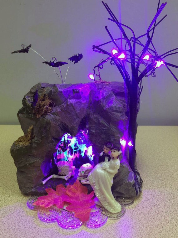 Haunted CAVE Working Lights Wedding Cake Topper Halloween | Etsy