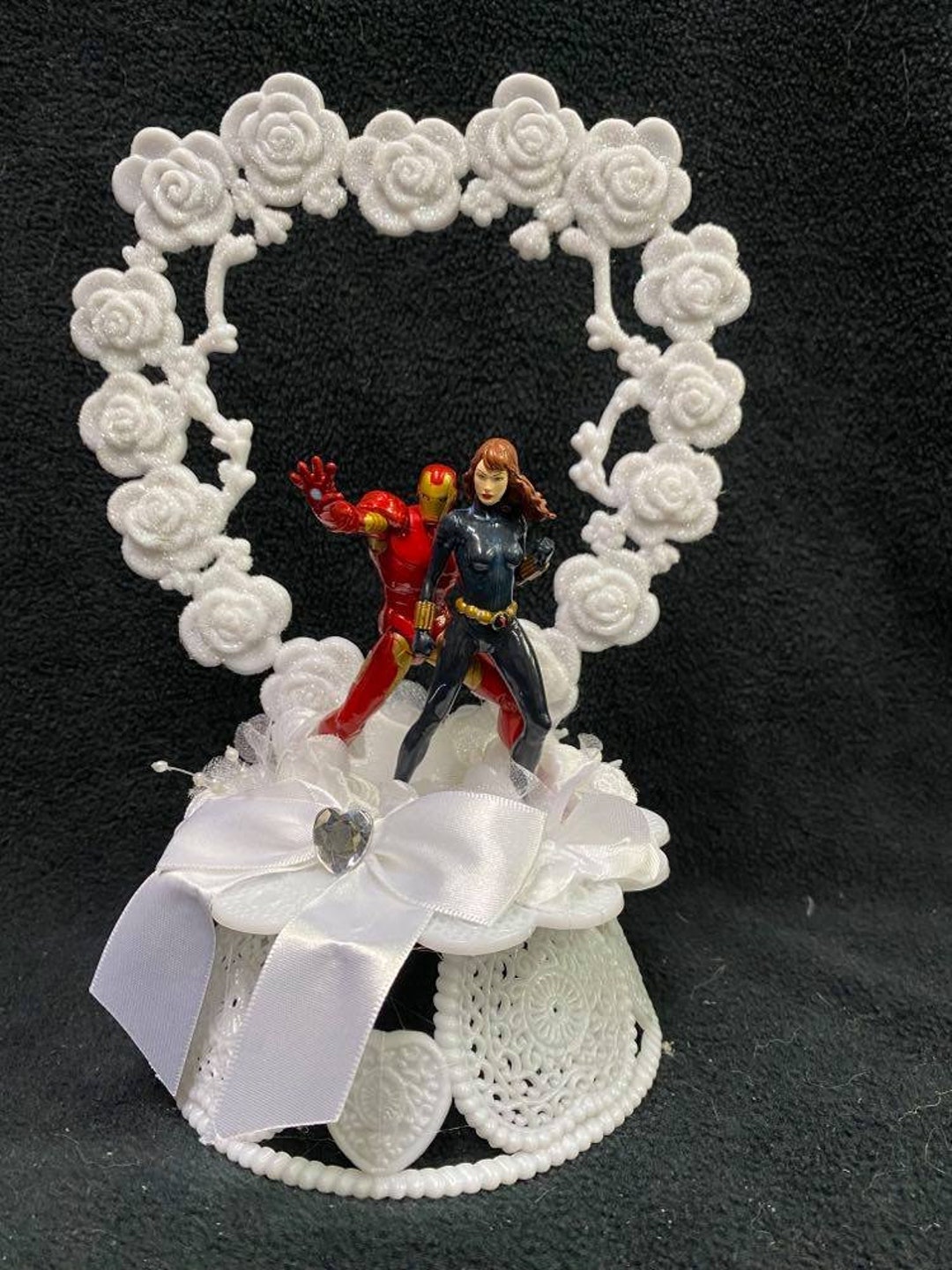 Ironman Iron Man Black Widow Wedding Cake Topper Top Super Hero Heart ...