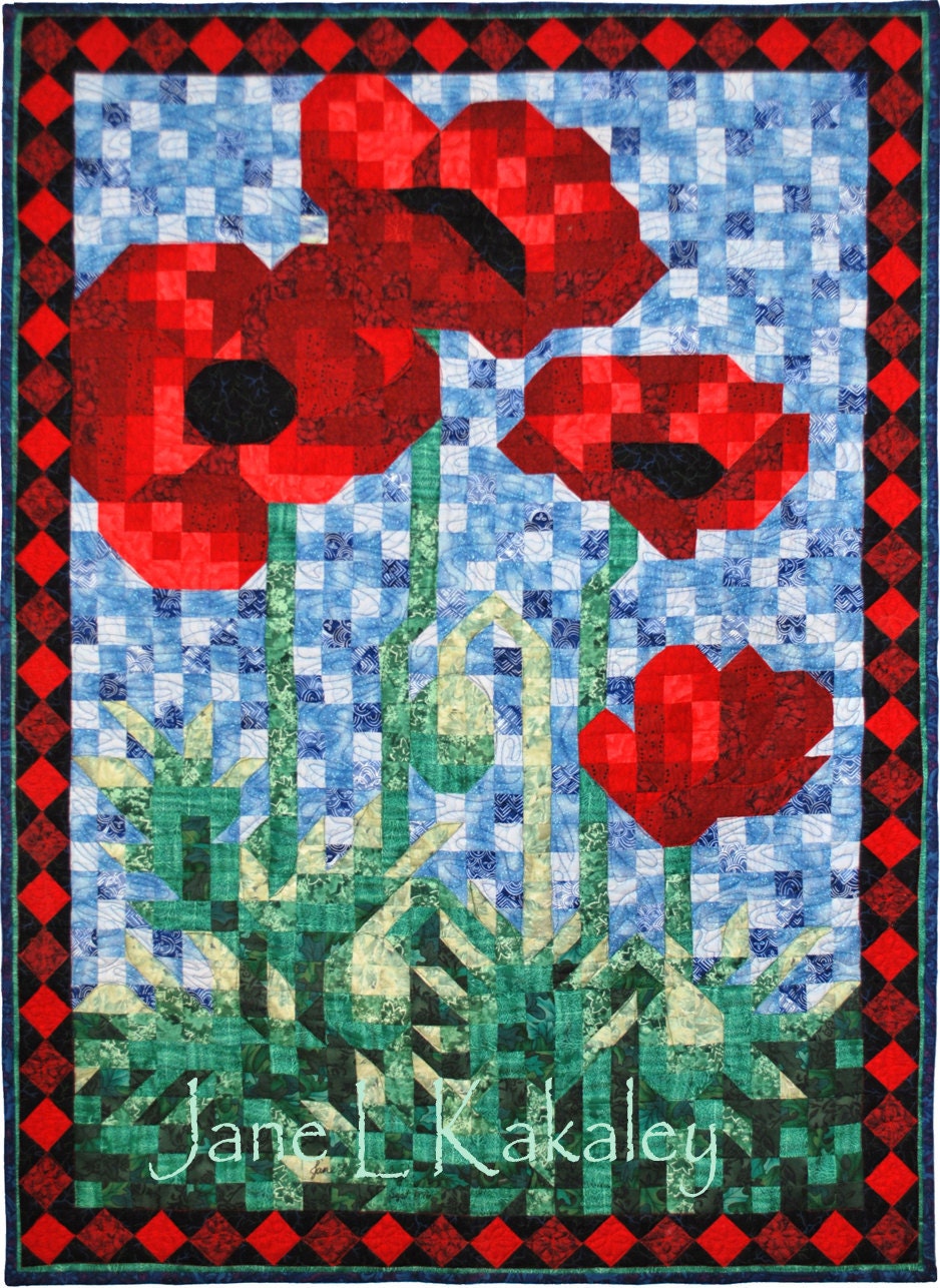 Quilt Pattern - PDF - Poppy Mosaic Art Quilt Pattern - Immediate ...