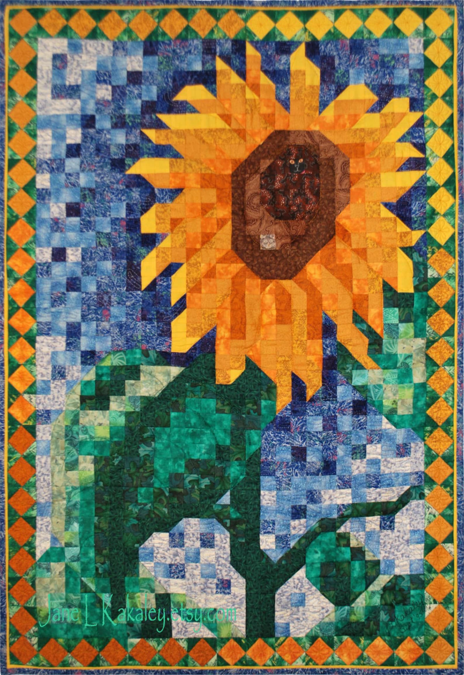 Quilt Pattern - Sunflower Mosaic Art Quilt Pattern - Immediate Download ...