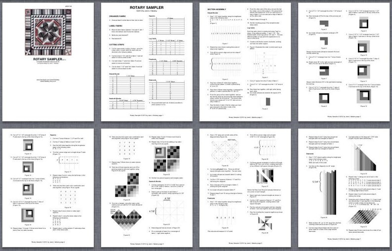 PDF Quilt Pattern - Rotary Sampler Quilt Pattern - Immediate Download ...