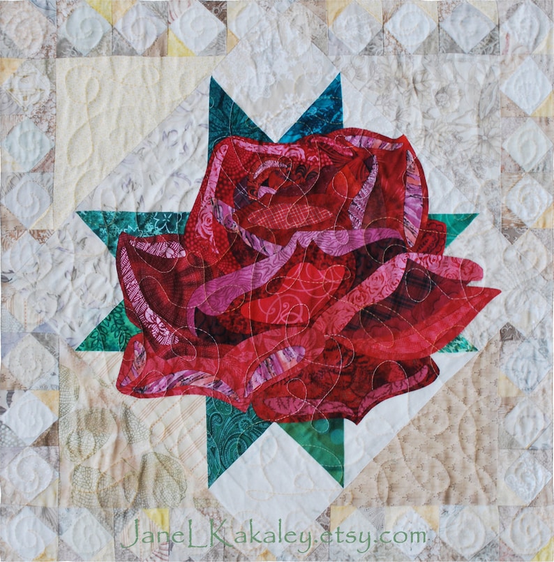 Pattern - Art Quilt - Rose Applique Quilt - Immediate Download PDF - Etsy
