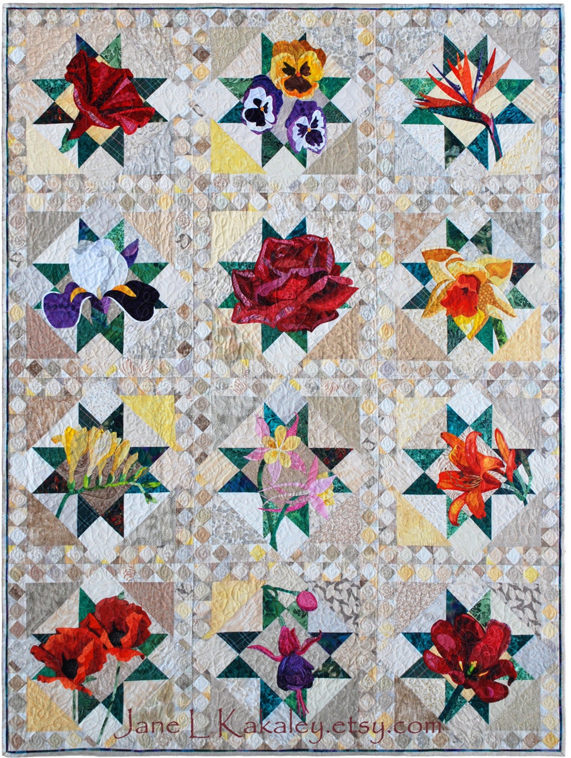 Pattern - Art Quilt - Rose Applique Quilt - Immediate Download PDF - Etsy
