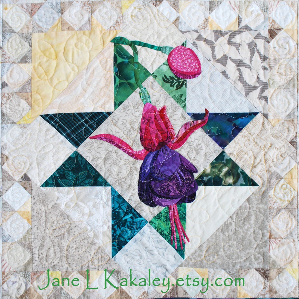 Quilt Pattern - PDF - Fuchsia Applique Art Quilt - Immediate Download ...