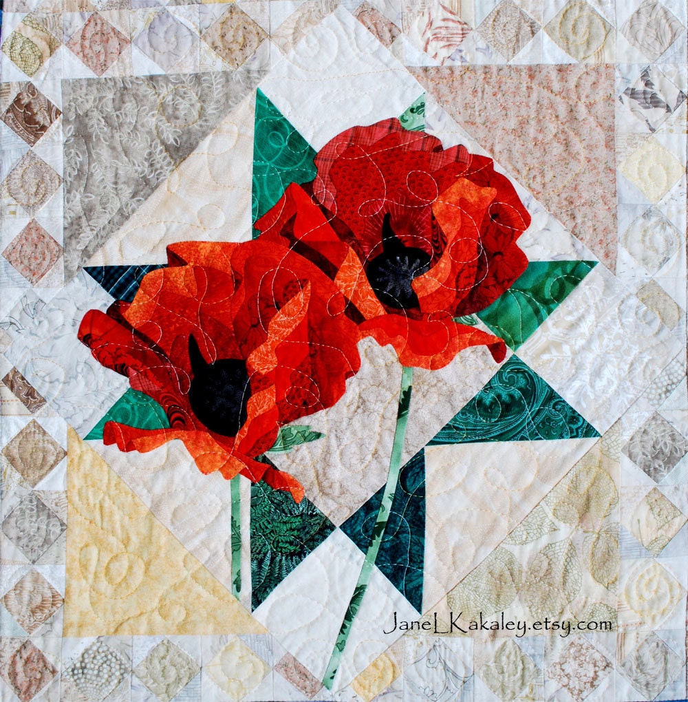 Art Quilt Pattern - Poppy Applique Quilt - Immediate Download PDF - Etsy