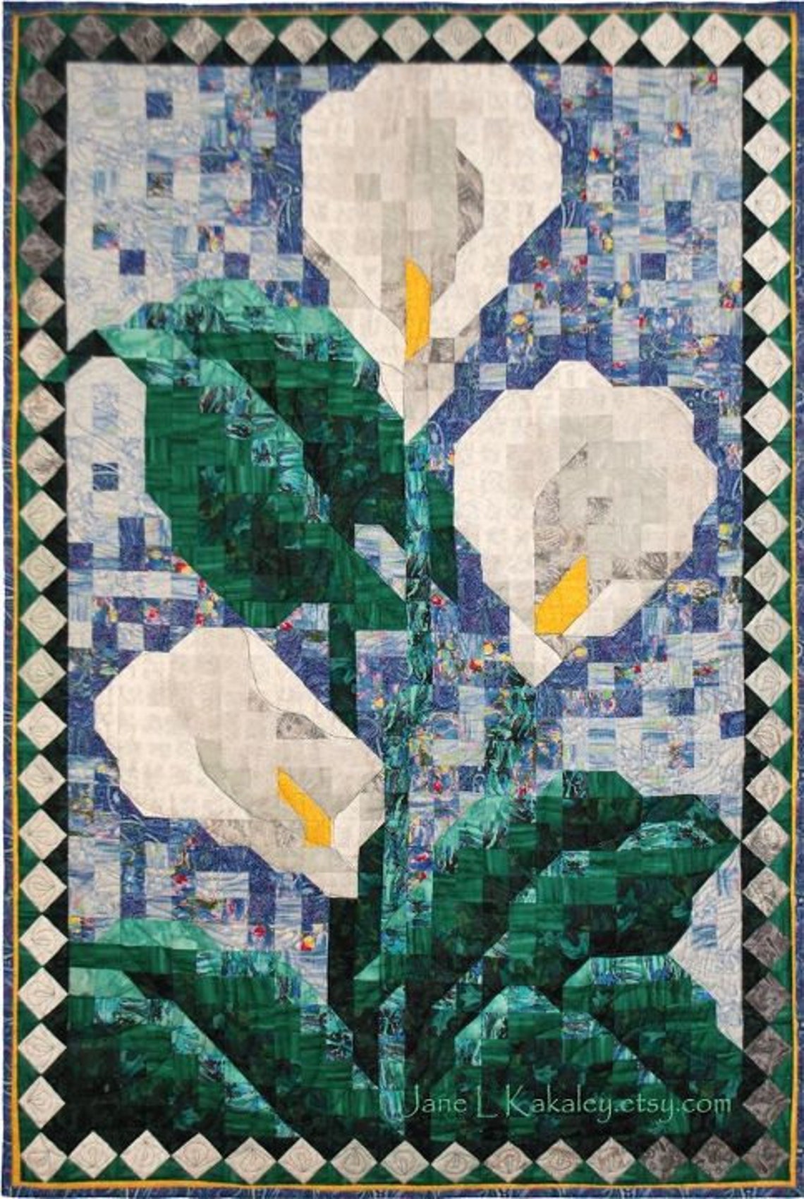 PDF Quilt Pattern - Calla Lily Mosaic Art Quilt Pattern - Immediate ...