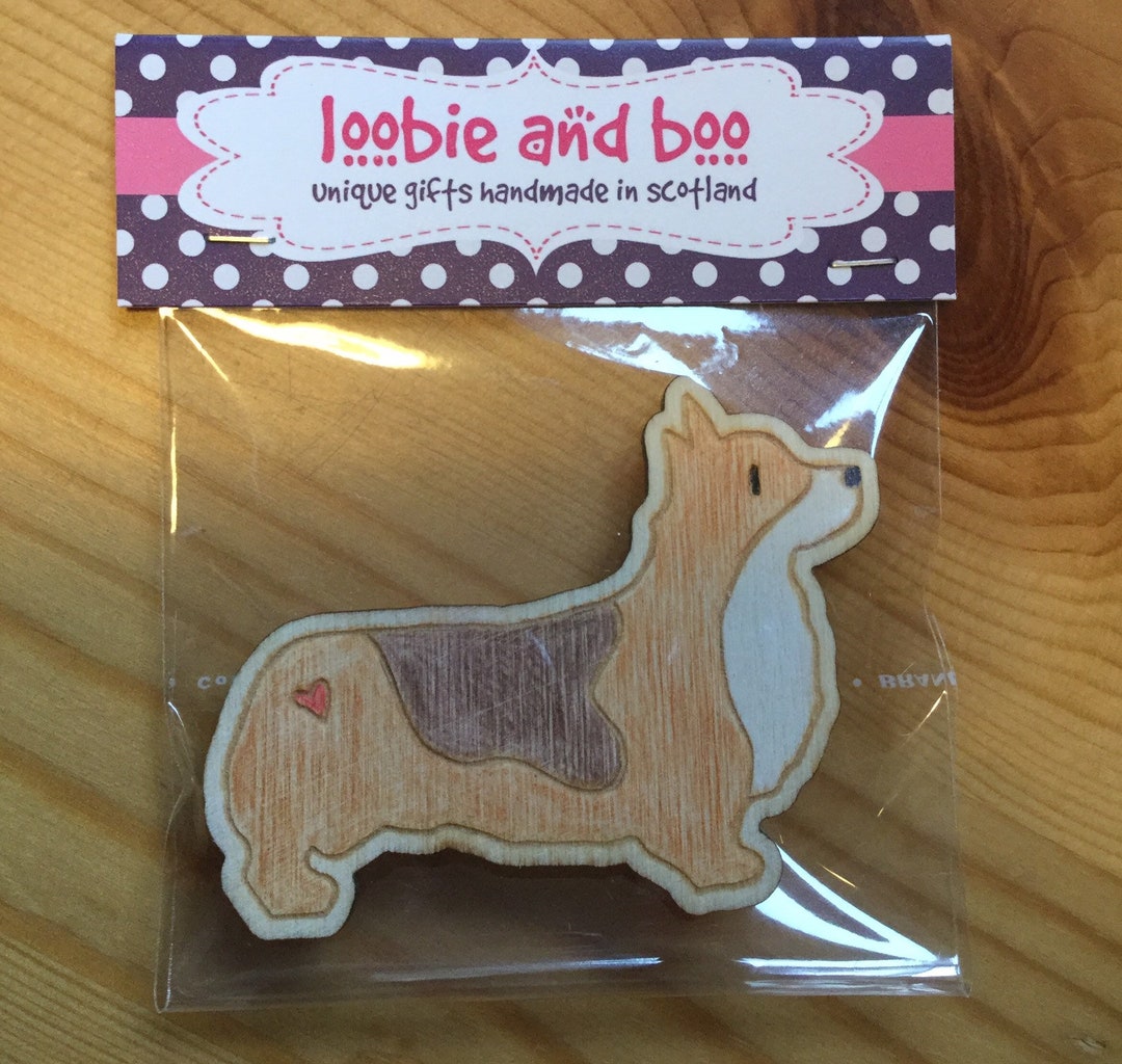 Corgi Brooch, Corgi Wooden Pin, Laser Cut Wooden Brooch, Dog Pin, Corgi ...