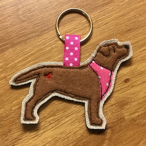 Chocolate Labrador Keyring, Brown Lab Keyfob, Embroidered Labrador, Dog ...