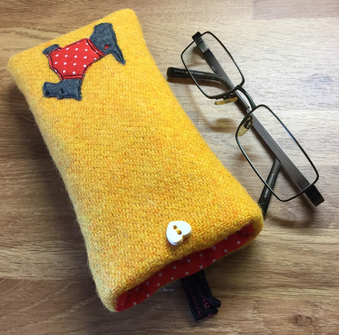 Scottie Glasses Case Yellow Harris Tweed Specs Case - Etsy