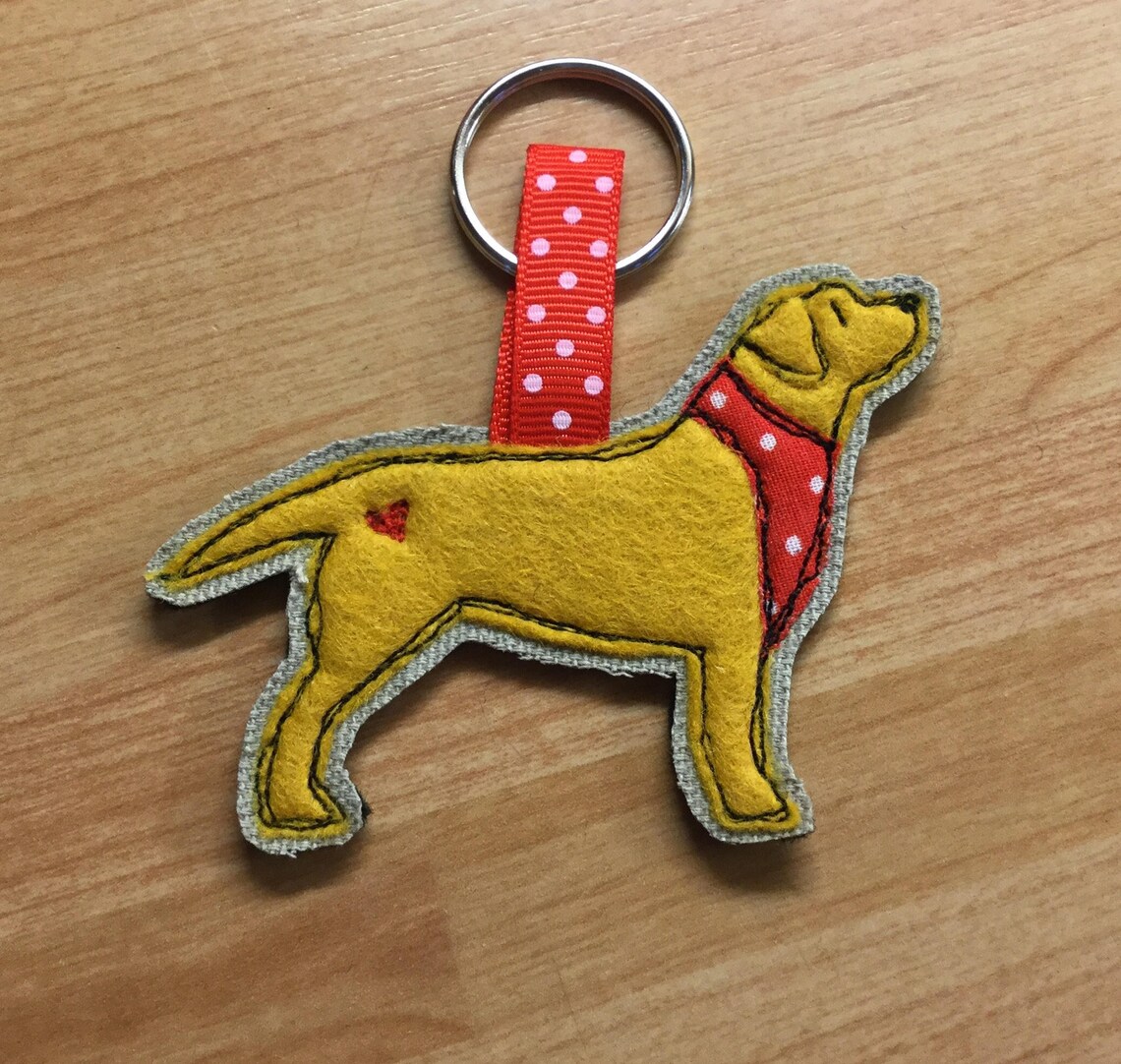 Labrador Keyring Yellow Lab Keyfob Embroidered Labrador - Etsy UK