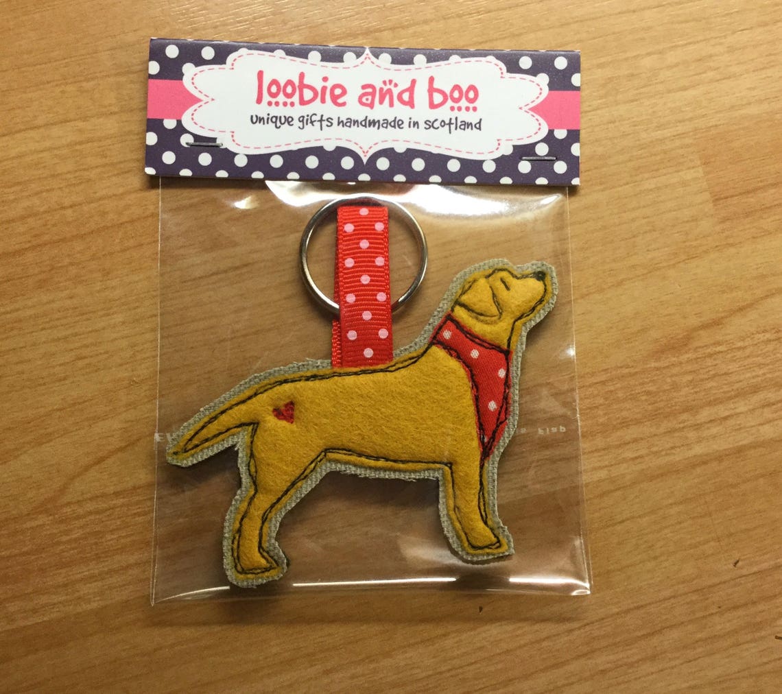 Labrador Keyring Yellow Lab Keyfob Embroidered Labrador - Etsy UK