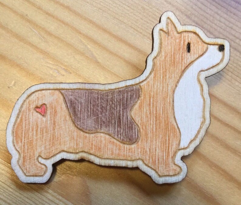 Corgi Brooch Corgi Wooden Pin Laser Cut Wooden Brooch Dog | Etsy