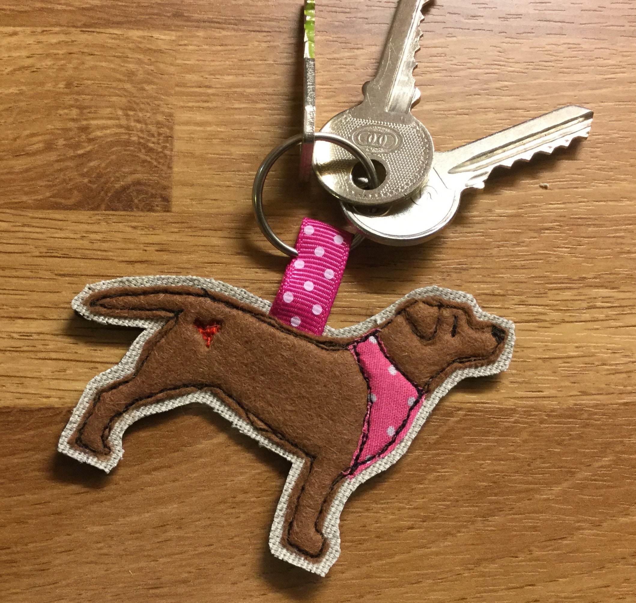 Chocolate Labrador Keyring Brown Lab Keyfob Embroidered - Etsy UK