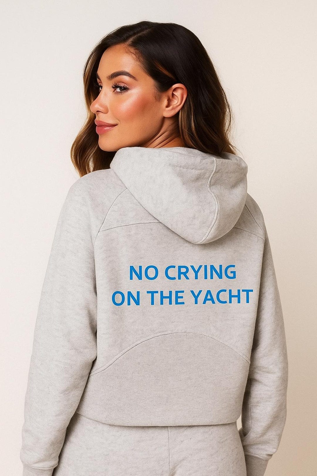 No Crying on Yacht Oversized Cropped Hoodie - Etsy