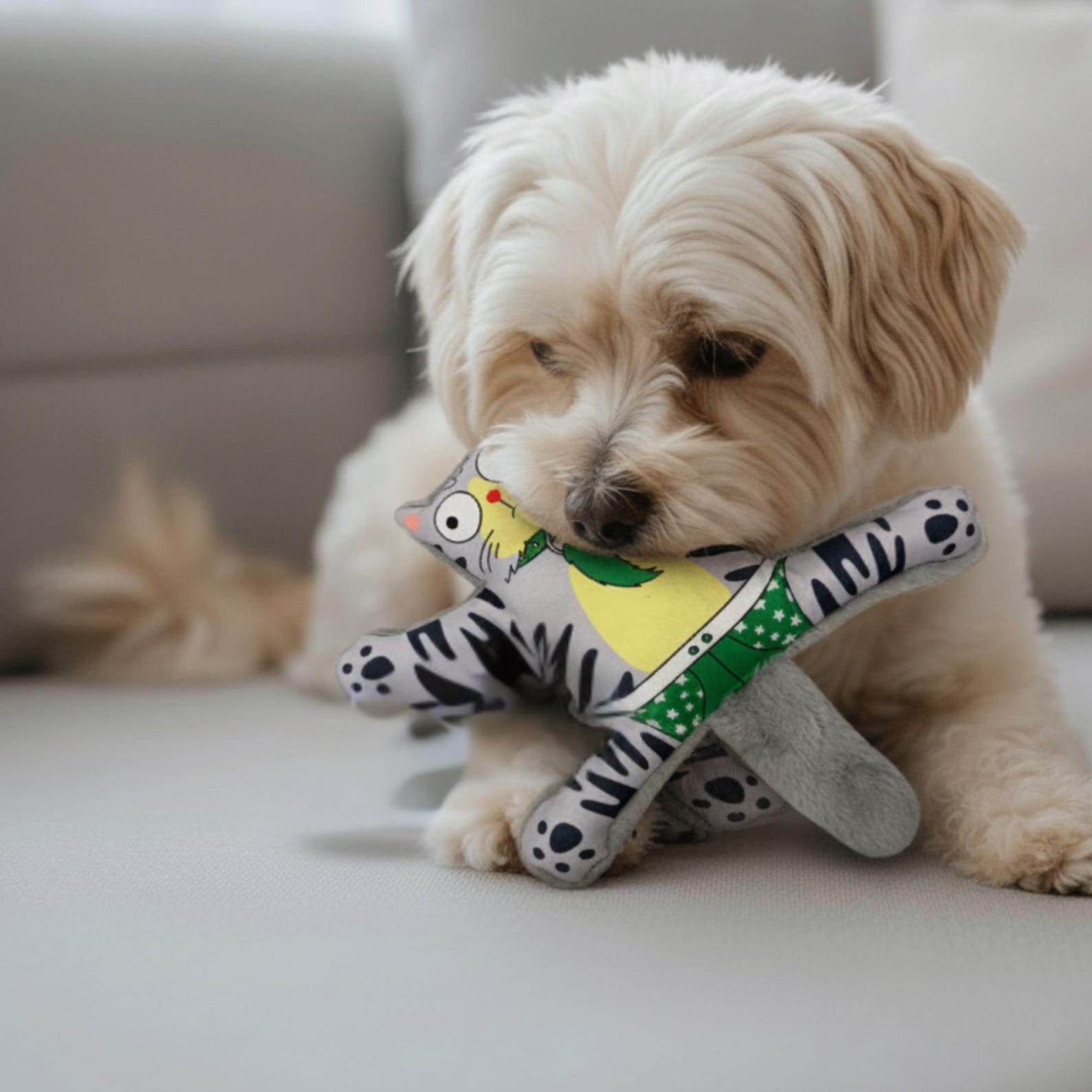 Squeaky Crinkle Plush Dog Toy: Durable Oxford Fabric, Interactive Play ...